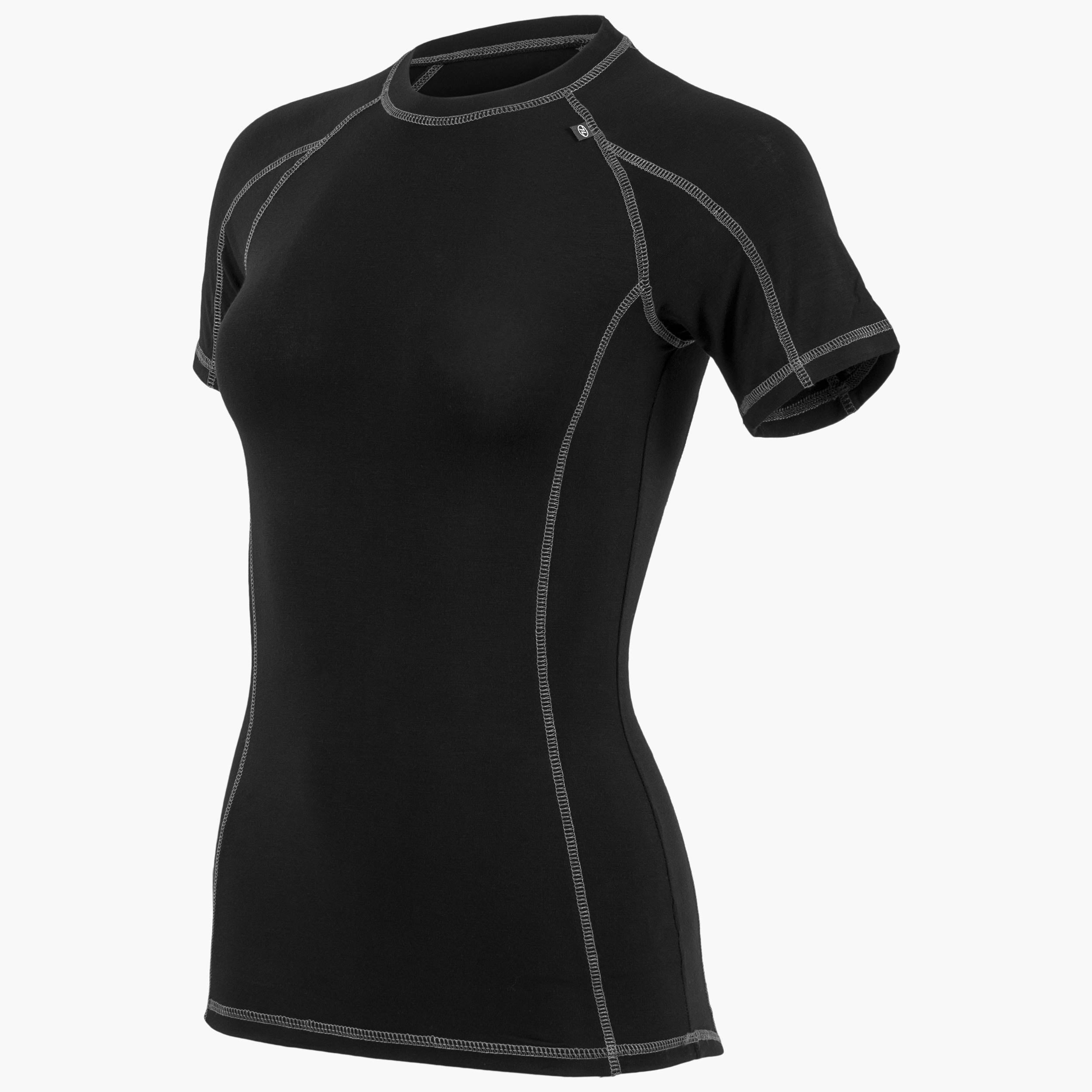 Bamboo Base Layer T-Shirt, Womens, Black, M | Highlander Outdoor ...